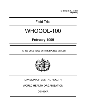 Fillable Online apps who WHOQOL-100 - WHO World Health Organization ...