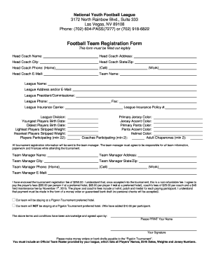 Fillable Online National Youth Football League Fax Email Print - pdfFiller