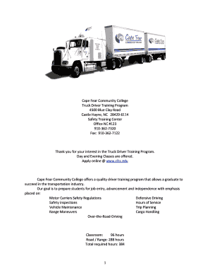 Fillable Online Truck Driver Training Program Fax Email Print - pdfFiller