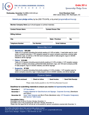 Fillable Online uschina Sponsorship Pledge Form - uschina.org Fax Email ...