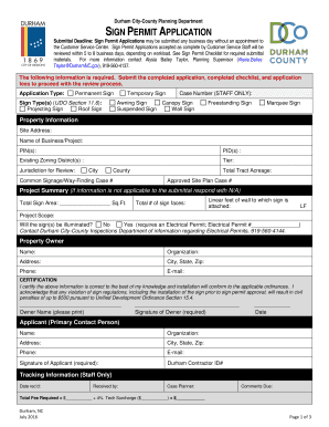 Fillable Online durhamnc Signage Permit Application and Checklist ...