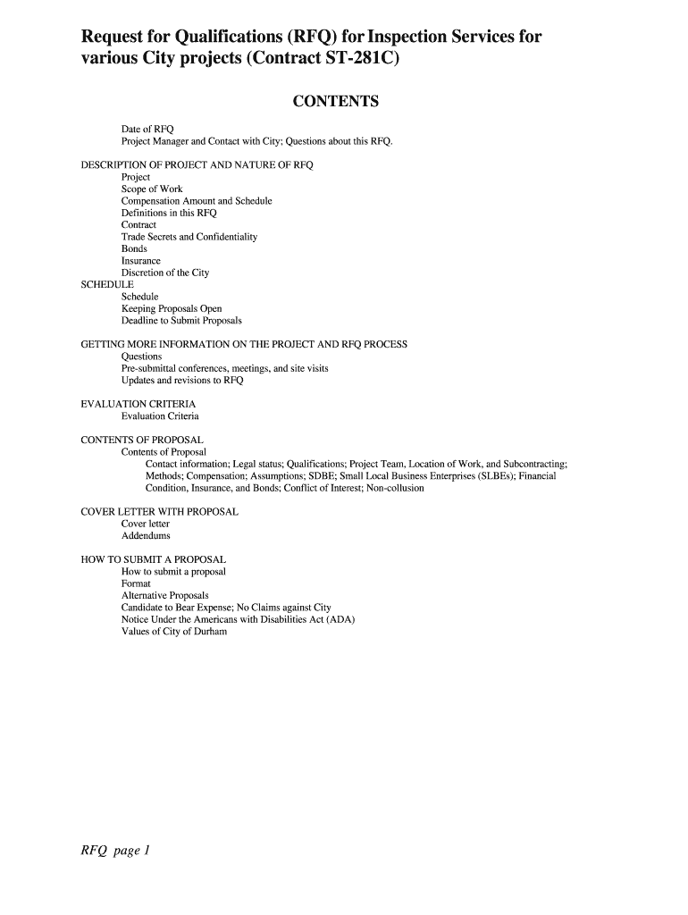 Fillable Online durhamnc ST-281C Paving Inspection RFQ - Durham ...