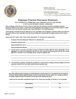 Fillable Online denvergov Employee Financial Disclosure Statement ...