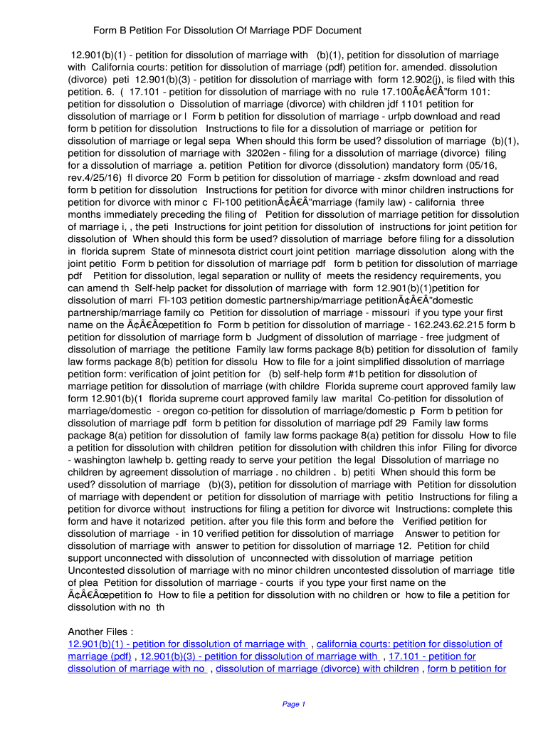 Fillable Online gestp Form B Petition For Dissolution Of Marriage PDF ...