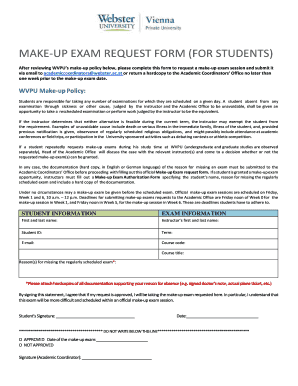 Fillable Online MAKE-UP EXAM REQUEST FORM (FOR STUDENTS) Fax Email ...