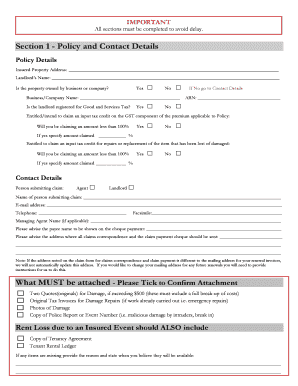 Fillable Online RERCA4020-140729 Insured Events Claim Form - RentCover ...
