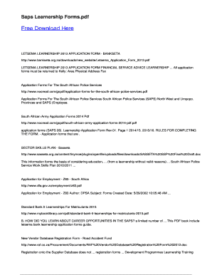 Fillable Online Saps Learnership Forms Fax Email Print - pdfFiller