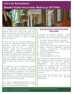 Fillable Online savannahga City of Savannah Short-Term Vacation Rentals ...