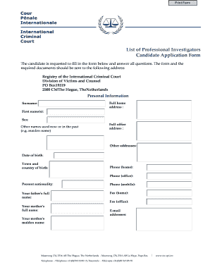 Fillable Online List of Professional Investigators Candidate ...