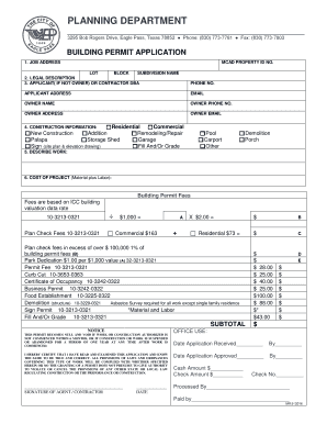 Fillable Online Building Permit Application - City of Eagle Pass Fax ...