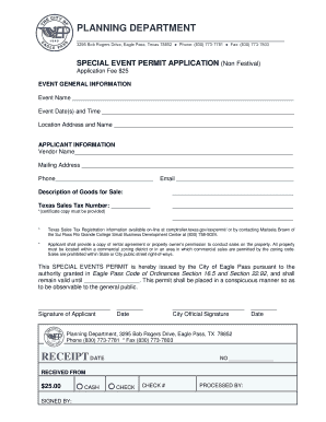 Fillable Online Special Events Permit Application (Non-Festival) - City ...