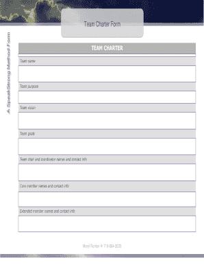 Fillable Online Team Charter Form - Speak Strong Fax Email Print - pdfFiller