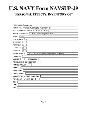 Navsup Form 29 - Fill Online, Printable, Fillable, Blank | pdfFiller