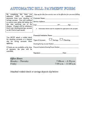 Fillable Online delanomn AUTOMATIC BILL PAYMENT FORM Fax Email Print ...