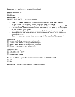 Fillable Online Example journal paper evaluation sheet Fax Email Print ...