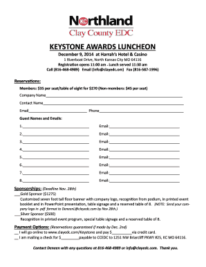 Fillable Online KEYSTONE AWARDS LUNCHEON Fax Email Print - pdfFiller