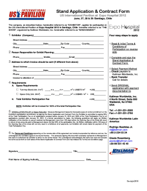 Fillable Online Stand Application & Contract Form Fax Email Print ...