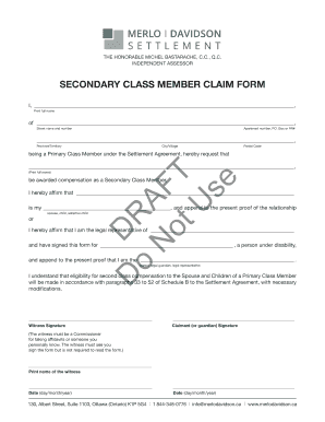 Fillable Online SECONDARY CLASS MEMBER CLAIM FORM Fax Email Print ...