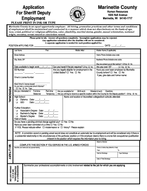 Fillable Online APPLICATION for SHERIFF DEPUTY Employment.doc Fax Email ...