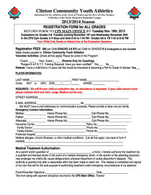 Fillable Online cpsnj REGISTRATION FORM for ALL GRADES RETURN FORM TO ...