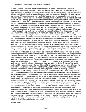 Fillable Online rlekk World War 1 Worksheets For Kids PDF ...