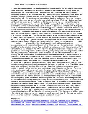 Fillable Online frjs World War 1 Answers Sheet PDF 6359c771f4e0a5673f2595a75f4643b1. World War 1 ...