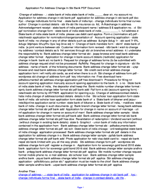Fillable Online Application For Address Change In Sbi Bank PDF ...