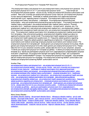 Fillable Online pukx Pre Employment Physical Form Template PDF ...
