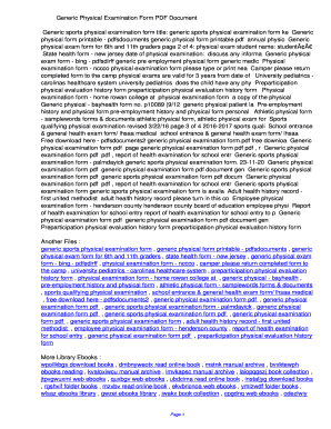 Fillable Online vodt Generic Physical Examination Form PDF ...