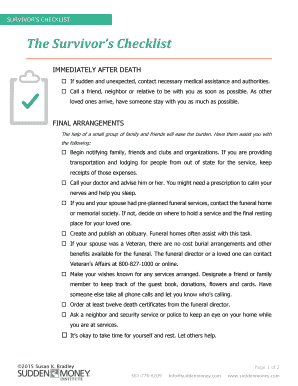 Fillable Online The Survivor s Checklist - TrustedPartner Fax Email ...