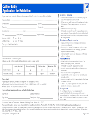 Fillable Online milton Call for Entry Application for Exhibition - Town ...
