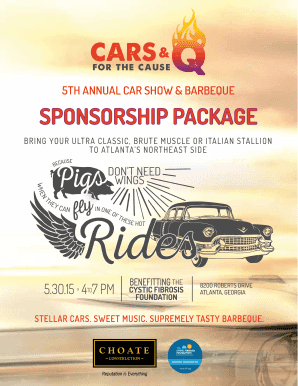 Fillable Online 5TH ANNUAL CAR SHOW & BARBEQUE SPONSORSHIP PACKAGE Fax ...