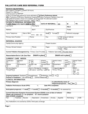 Fillable Online PALLIATIVE CARE BED REFERRAL FORM Fax Email Print ...
