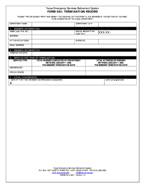 Fillable Online Texas Emergency Services Retirement System FORM 504 ...