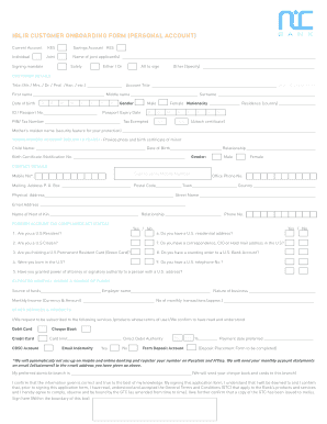 Fillable Online IBLIR CUSTOMER ONBOARDING FORM (PERSONAL ACCOUNT) Fax ...