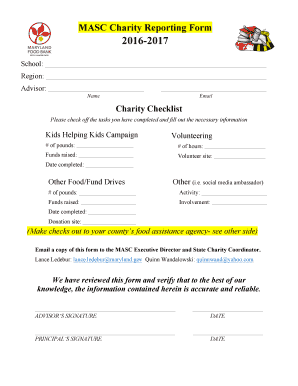 Fillable Online mdstudentcouncils MASC Charity Reporting Form 2016 ...