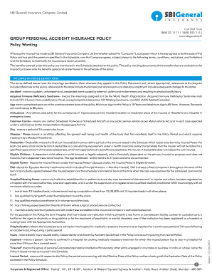 Fillable Online GROUP PERSONAL ACCIDENT INSURANCE POLICY Fax Email ...