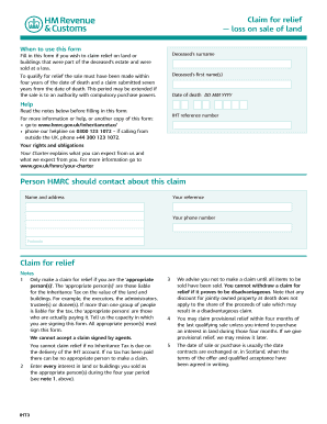 Fillable Online IHT38 Claim for relief loss on sale of land. Form for ...
