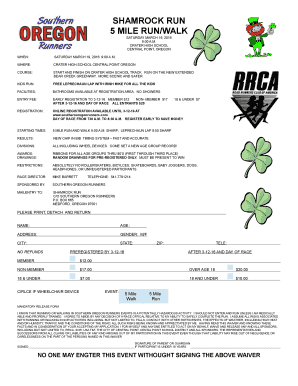 Fillable Online SHAMROCK RUN 5 MILE RUN/WALK - Squarespace Fax Email ...