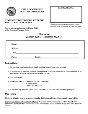 Fillable Online cambridgema Statement of Financial Interests Form (PDF ...