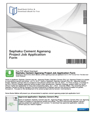 Fillable Online Sephaku Cement Aganang Project Job Application Form Fax ...