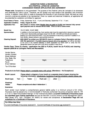 Fillable Online Concession Vendor Application - LexingtonKY.gov Fax ...