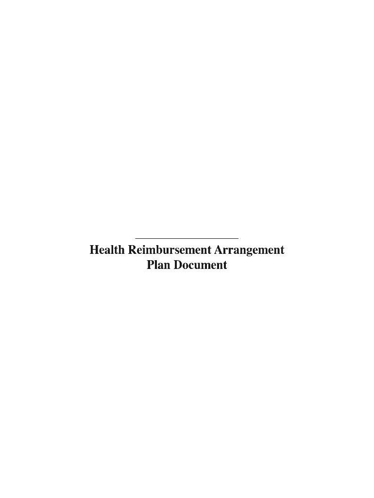 Fillable Online Health Reimbursement Arrangement Plan Document Fax ...