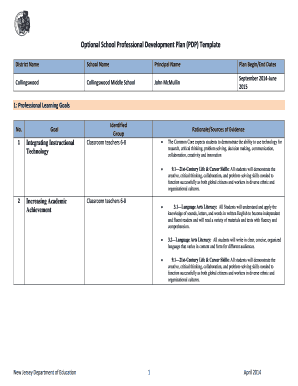 Fillable Online Optional School Professional Development Plan (PDP ...