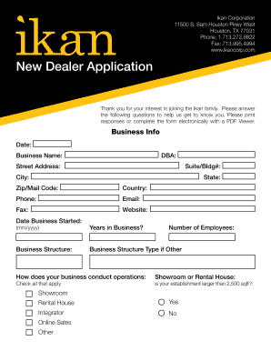 Fillable Online New Dealer Application - ikancorp.com Fax Email Print ...