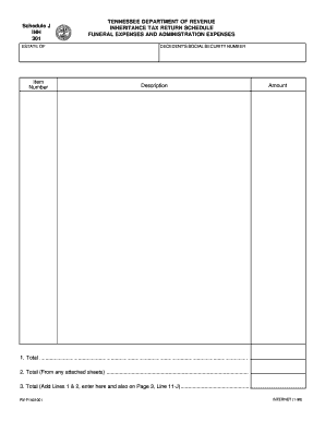 Fillable Online TENNESSEE DEPARTMENT OF REVENUE INHERITANCE TAX ... Fax ...