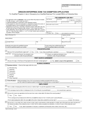 Fillable Online OREGON ENTERPRISE ZONE TAX EXEMPTION APPLICATION Fax ...