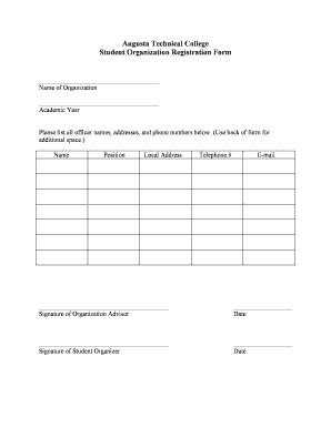 Fillable Online augustatech Student Organization Registration Form.doc ...
