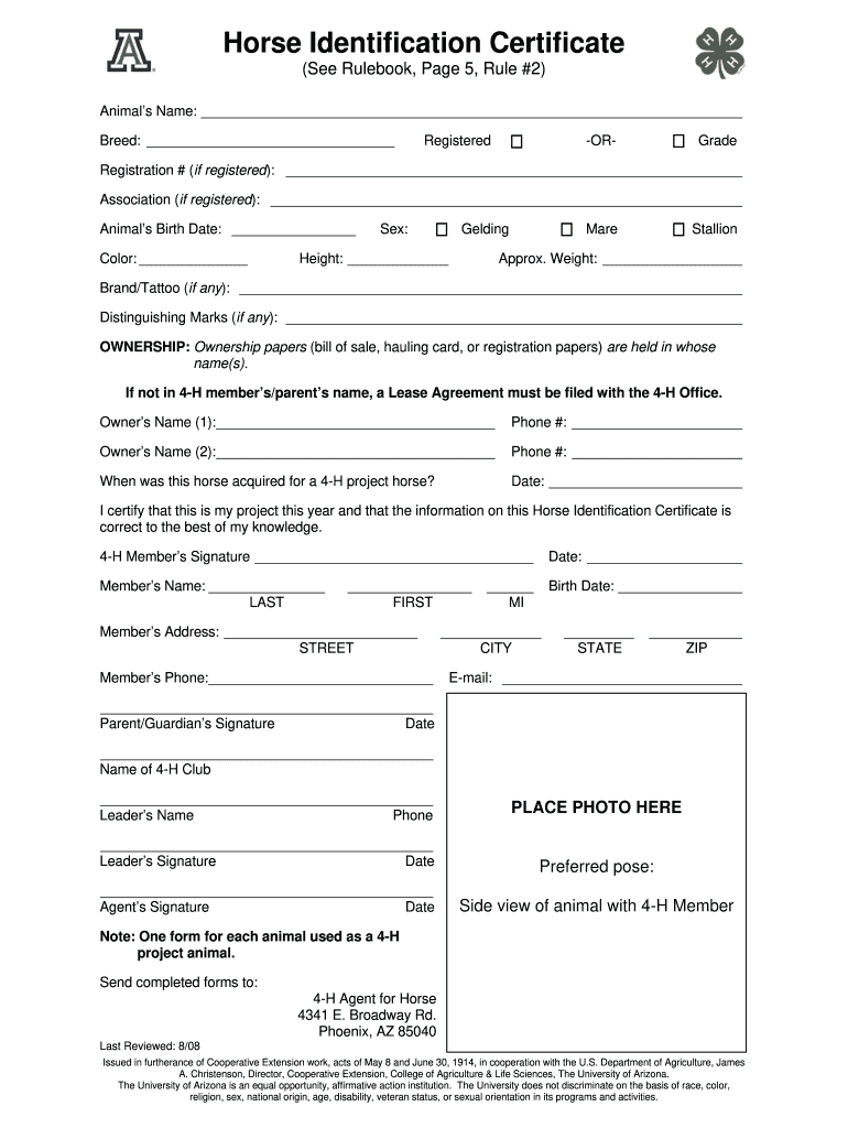 Fillable Online bvmavericks Horse Identification Certificate - Buena ...