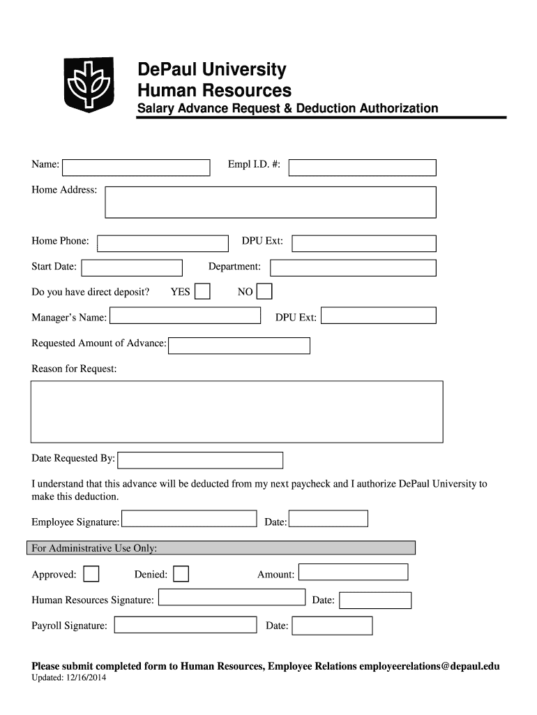 Fillable Online offices depaul DePaul University Human Resources ...